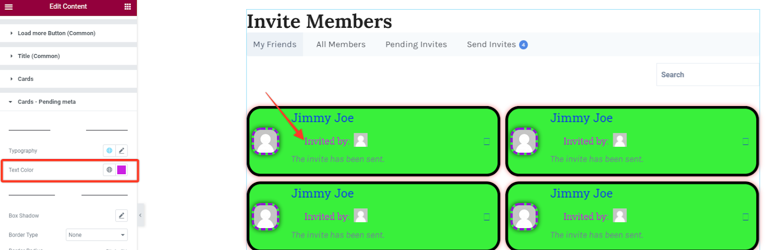 Card-Pending Meta [Invites>Pending Friends] - StaxWP